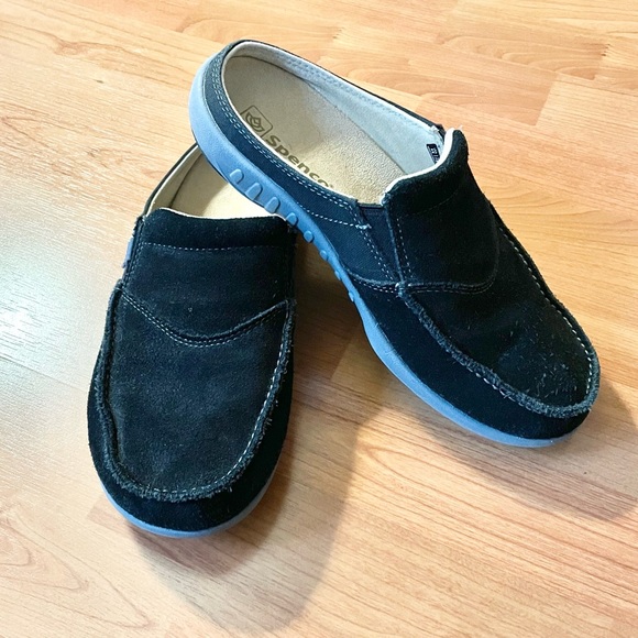 Spenco | Shoes | Spenco Siesta Solstice Black Suede Slide Mules | Poshmark